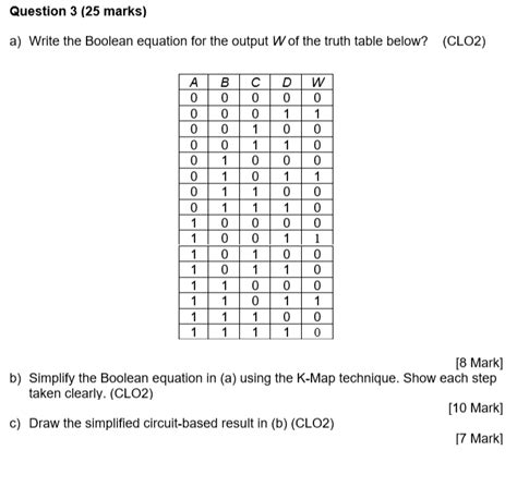 Solved Question Marks A Write The Boolean Equation Chegg