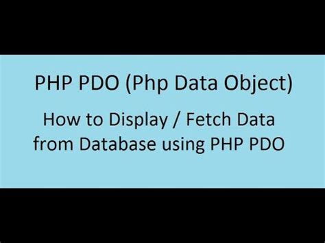 How To Display Fetch Data From Database Using PHP PDO YouTube