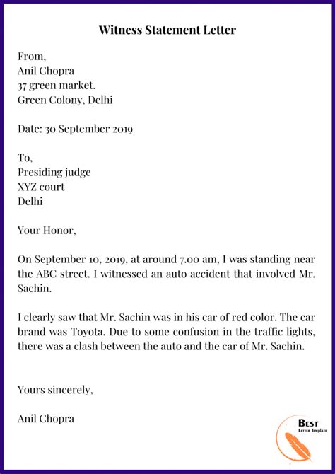 Sample Statement Letter Template With Examples