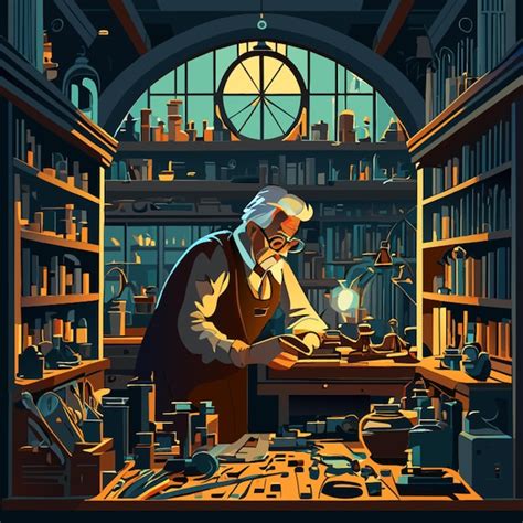 Premium Vector The Masters Workshop Vector Illustration