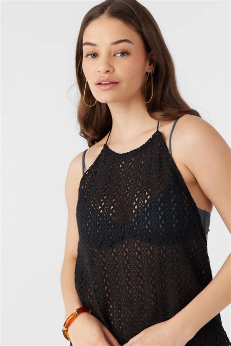 Mona Mini Crochet Lace Cover Up Dress Black Oneill