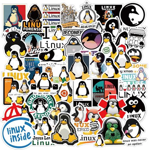 Linux Stickers 62pcs Work Decals Aesthetic Waterproof Vinyl