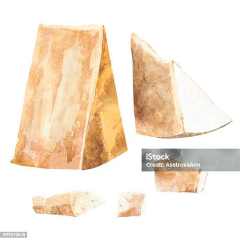 파 르 메 산 치즈 조각 흰색 배경에 고립입니다 이탈리아 고전 요리 조미료의의 근접 촬영 손으로 그린 수채화 그림 0명에 대한 스톡 벡터 아트 및 기타 이미지 Istock