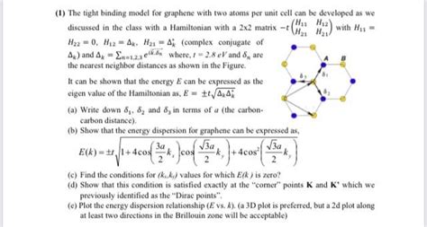 Solved 1 The Tight Binding Model For Graphene With Two