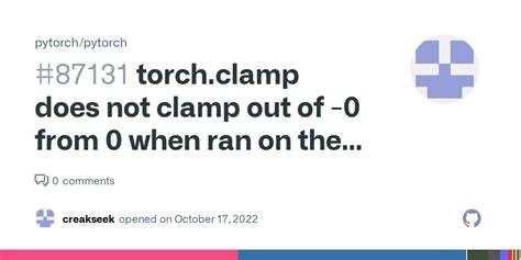 torch clamp does not clamp out of 0 from 0 when ran on the cpu · issue