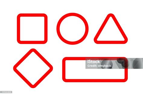 벡터 일러스트 레드 빈 기하학적 프레임 세트입니다 흰색 배경에 격리된 직사각형 정사각형 마름모 삼각형 및 원의 디자인 템플릿 0명에 대한 스톡 벡터 아트 및 기타 이미지