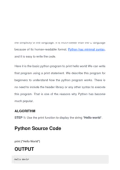 SOLUTION 1 Python Program To Print Hello World Studypool