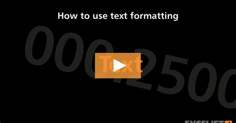How To Use Text Formatting In Excel Video Exceljet