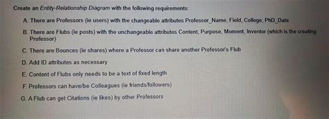 Solved Create An Entity Relationship Diagram With The Chegg