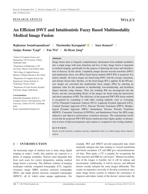 Pdf An Efficient Dwt And Intuitionistic Fuzzy Based Multimodality Medical Image Fusion