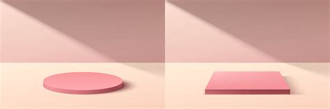 추상적인 3d 핑크 실린더와 큐브 받침대 연단세트 파스텔 핑크 미니멀 한 벽 장면 화장품 디스플레이 프레젠테이션을 위한 벡터