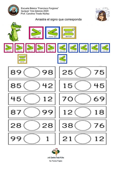 Mayor Menor O Igual Interactive Worksheet
