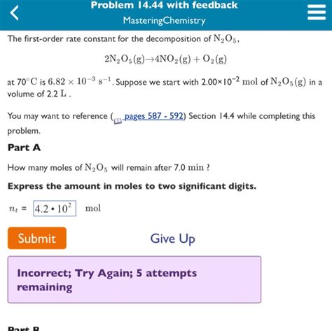 Solved The First Order Rate Constant For The Decomposition