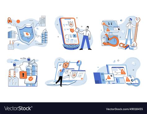 Industrial Cyber Security Hacking Poses Royalty Free Vector