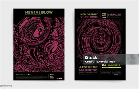 포스터 전단지 이벤트 브로셔 플래카드 프리젠 테이션 또는 커버를위한 타이포그래피가있는 현대 미술 템플릿 디자인 나선형과 트위스트와 핑크와 블랙 색상 벡터 배경 집합입니다