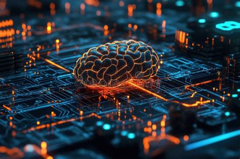 Innovative Representation Of Artificial Intelligence On A Digital Circuit Board Stock