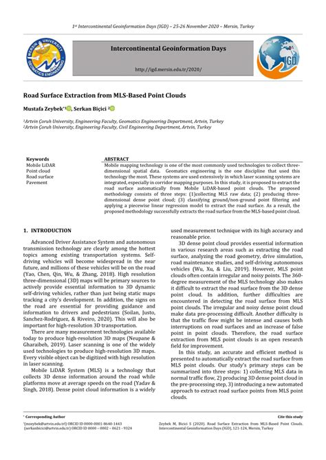 Pdf Road Surface Extraction From Mls Based Point Clouds