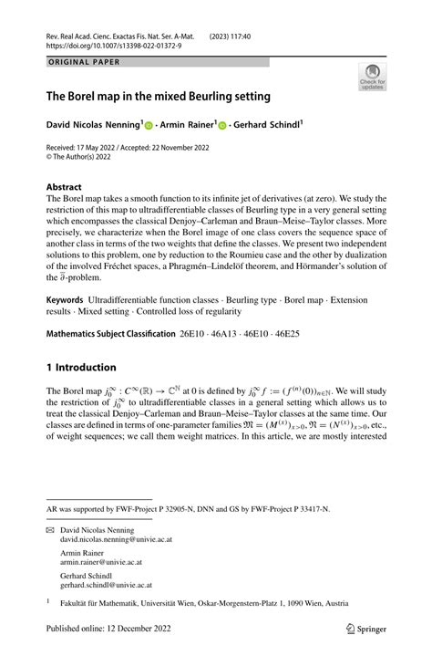 PDF The Borel Map In The Mixed Beurling Setting