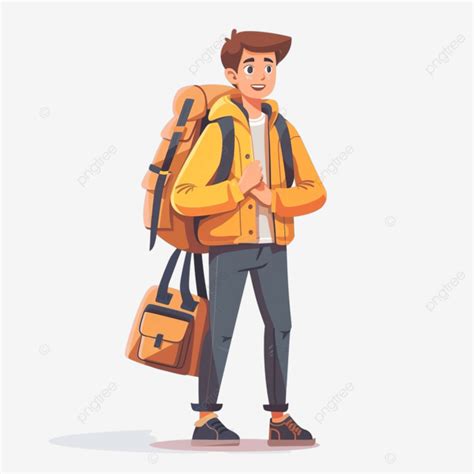 열린 배낭 세미 플랫 컬러 캐릭터를 들고 있는 남성 십대 만화 캐릭터 2d Png 일러스트 및 이미지 에 대한 무료 다운로드 Pngtree