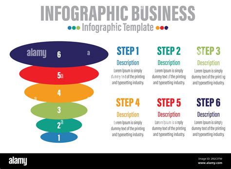 Infographic Template For Business 6 Steps 6 Level Modern Funnel