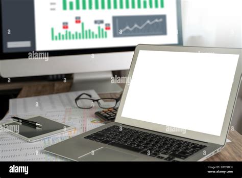 Workspace Background New Project On Laptop Computer With Blank Copy Space Screen For Your