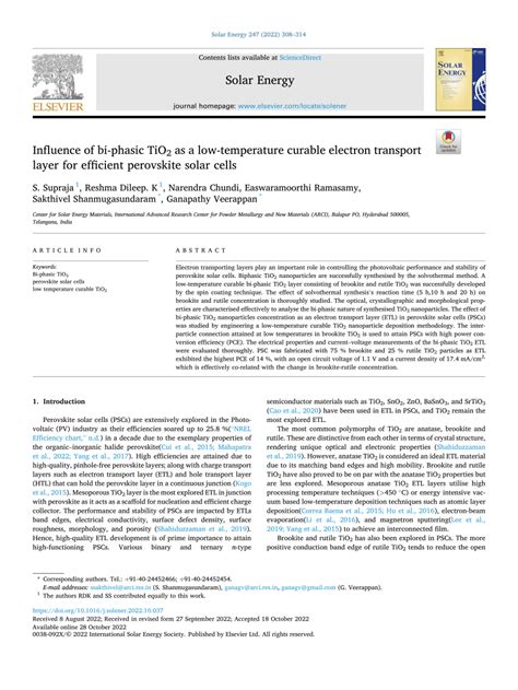 Pdf Influence Of Bi Phasic Tio2 As A Low Temperature Curable Electron