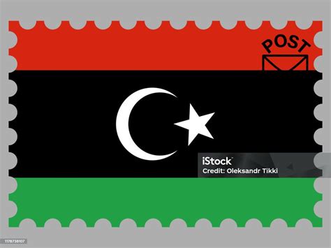 우표 내부 리비아 국기 배경에 격리됩니다 원래 색상과 비율 창의적 벡터 일러스트레이션 국가 집합 엽서 로고 문자 국가 관광명소에 대한 스톡 벡터 아트 및 기타 이미지
