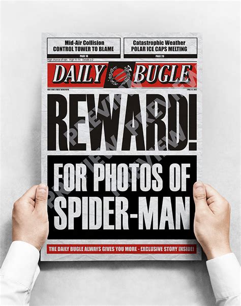 Spiderman Newspaper Poster Etsy Uk