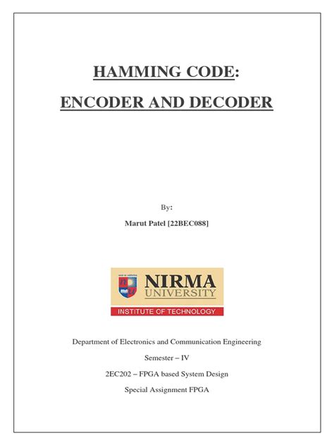 Hamming Code Pdf Error Detection And Correction Code