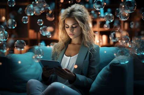 Premium Photo Business Woman Connecting Tech Device