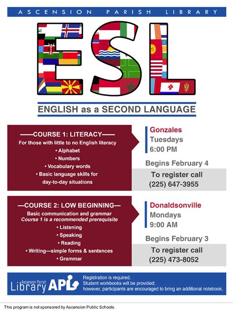 Esl Classes Flyer Free Esl Class Cannon Beach Library