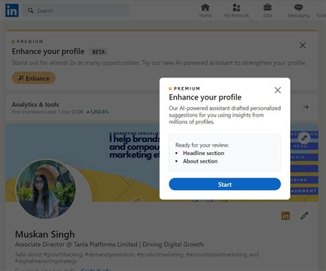 muskan singh on linkedin enhance
