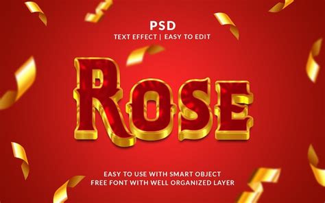 Premium Psd Rose 3d Editable Text Effect Style Psd