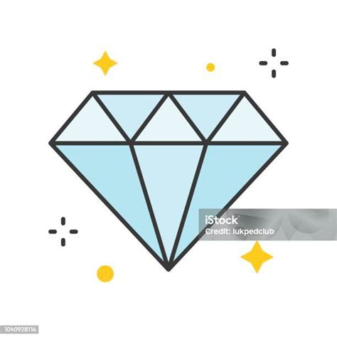 반짝이 편집 가능한 스트로크 윤곽선 빛나는 다이아몬드 아이콘 0명에 대한 스톡 벡터 아트 및 기타 이미지 0명 결정체