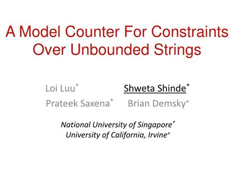 Ppt A Model Counter For Constraints Over Unbounded Strings Powerpoint