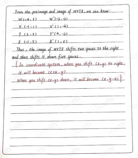 Solved 5 The Preimage And Image Of Wxyz Are Shown Use Coordinate