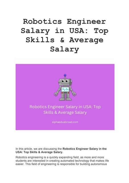 Robotics Engineer Salary In Usadocx