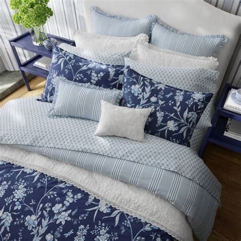Laura Ashley 7pc King Branch Toile 100 Cotton Duvet Cover Bonus Set