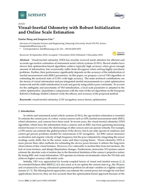 Sensors Visual Inertial Odometry With Robust Initialization And Online