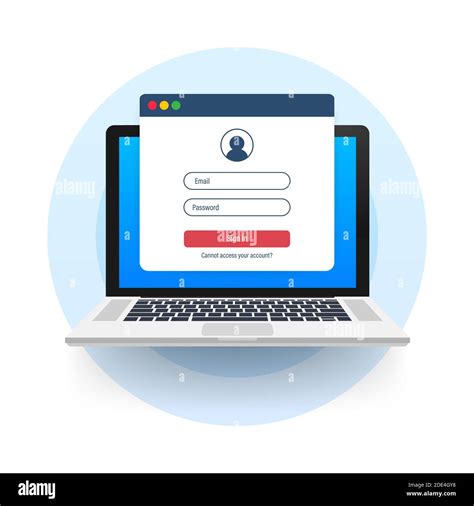 Sign In To Account User Authorization Login Authentication Page Concept Laptop With Login And