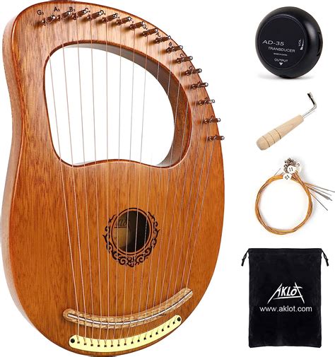 Aklot 16 Metal Strings Lyre Harp Maple Saddle Mahogany Body Lyra Harp With Carved