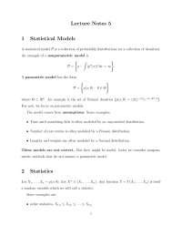Statistical Models Lecture Notes Mathematics Study Notes Probability And Statistics Docsity