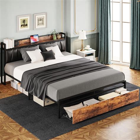 Likimio California King Size Bed Frame Storage Headboard
