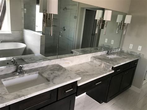 White Princess Quartzite Vanities Countertops Transitional Bathroom