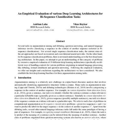 An Empirical Evaluation Of Various Deep Learning Architectures For Bi Sequence Classification