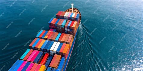 Premium Photo Containerized Cargo In Freight Ships For Import And