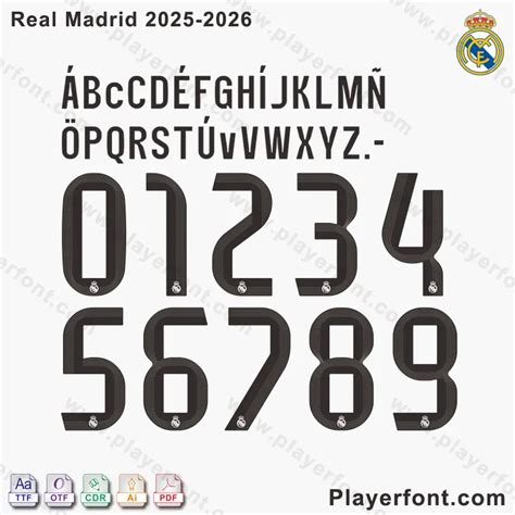 Real Madrid 2025 2026 Font Download Ttf Otf Ai Cdr Pdf