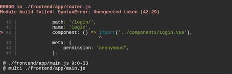 Webpack Vue Router Cannot Lazy Load Component Unexpected Token