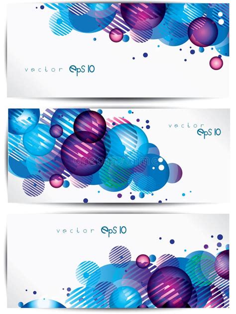 Set Of Abstract Colorful Web Headers And Cards Stock Vector Illustration Of T Circles