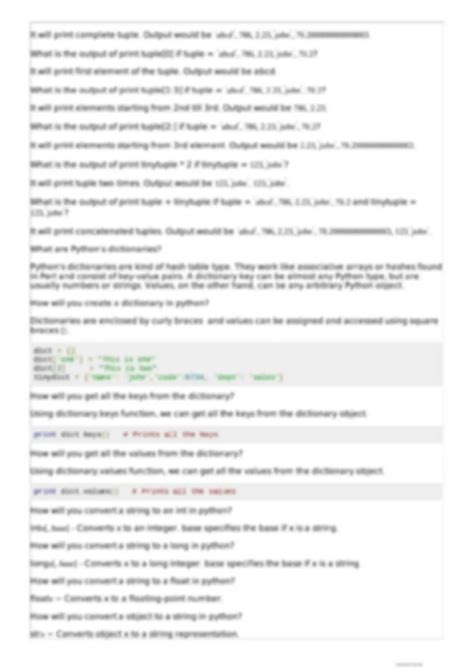 Phyton Language Interview Question Summaries Computer Programming Docsity Phyton Language Interview Question Summaries Computer Programming Docsity